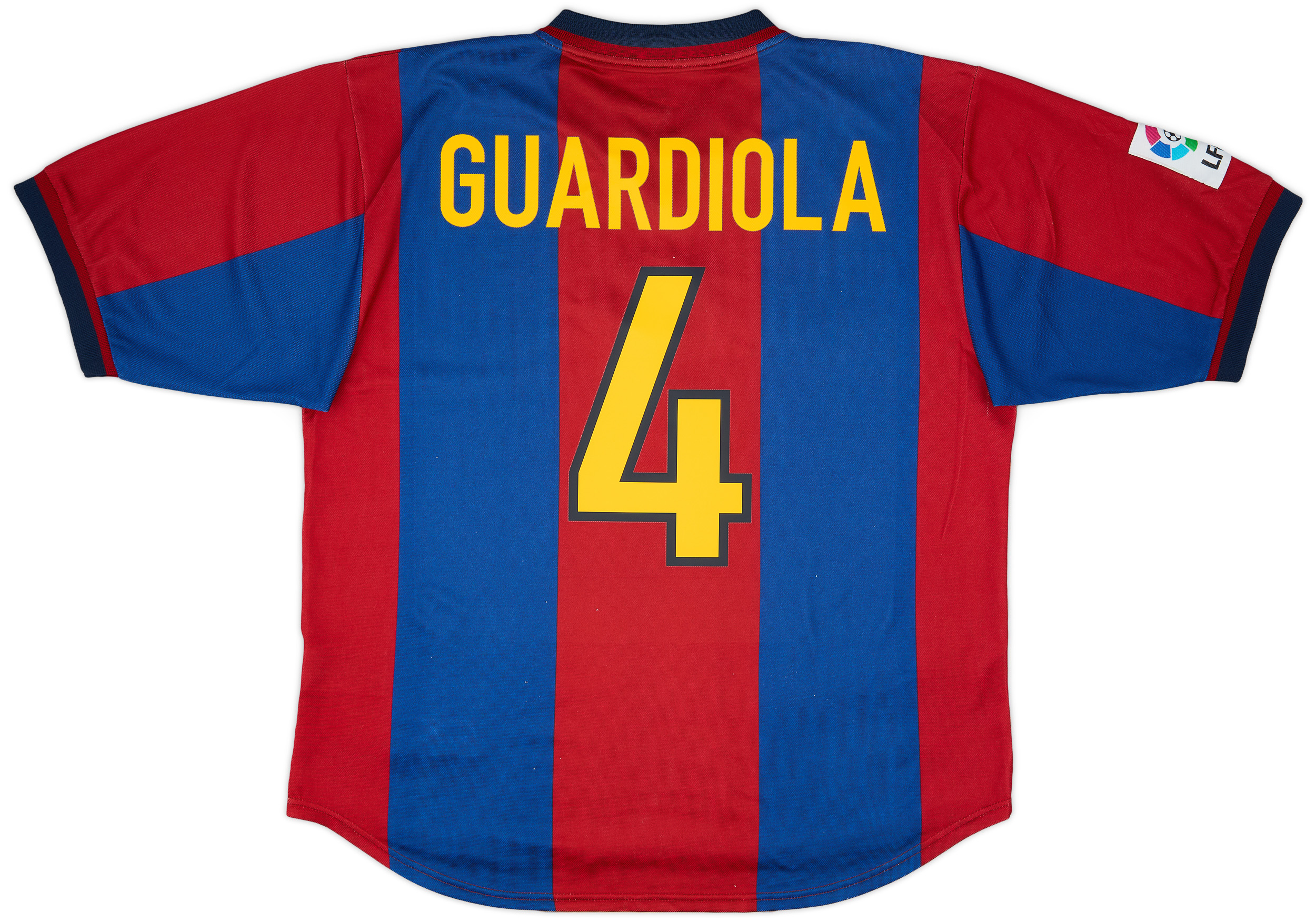 1998-00 Barcelona Home Shirt Guardiola #4 - 8/10 - (L)