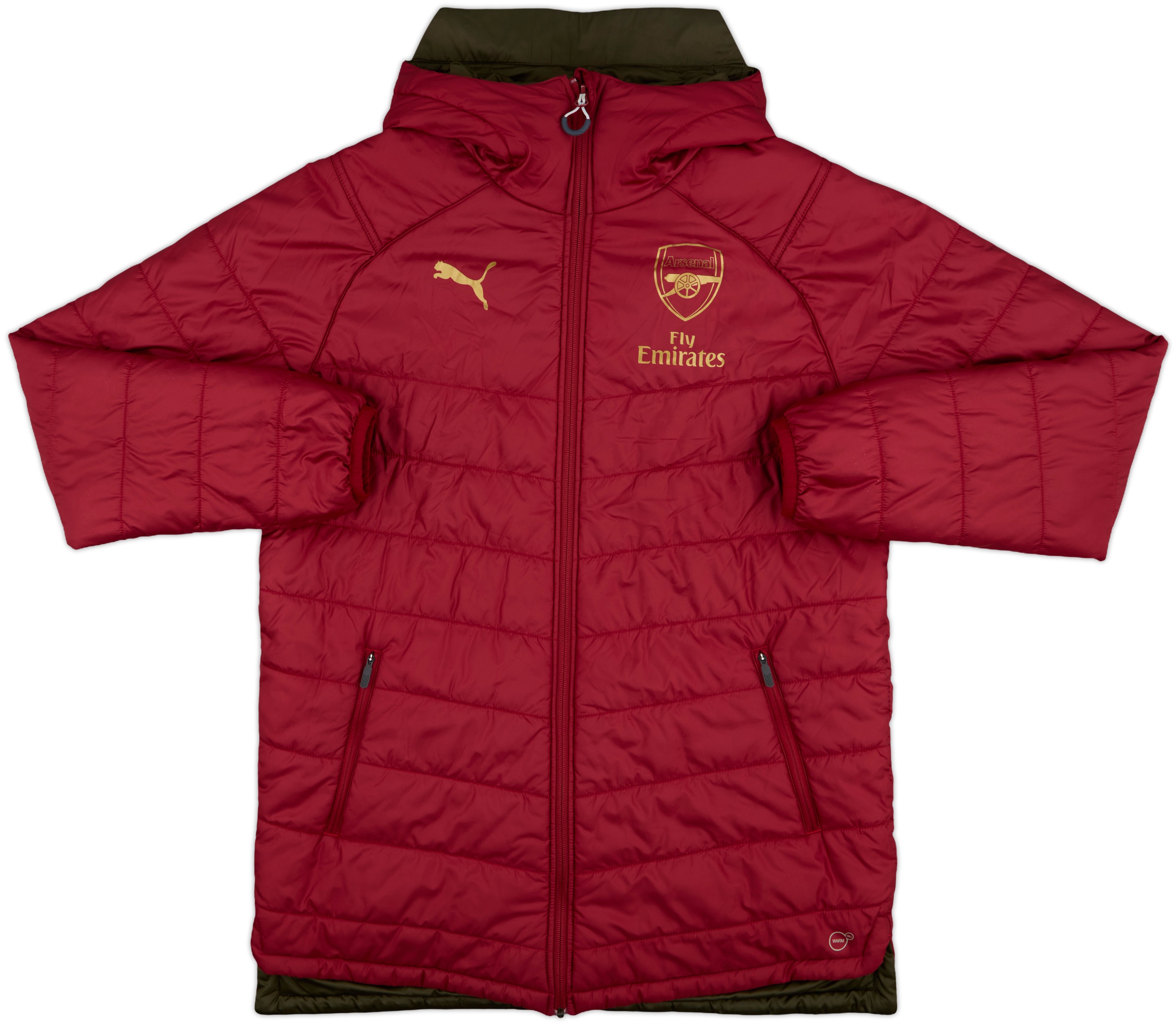 2017-18 Arsenal Puma Hooded Reversible Padded Jacket - 10/10 - (M)