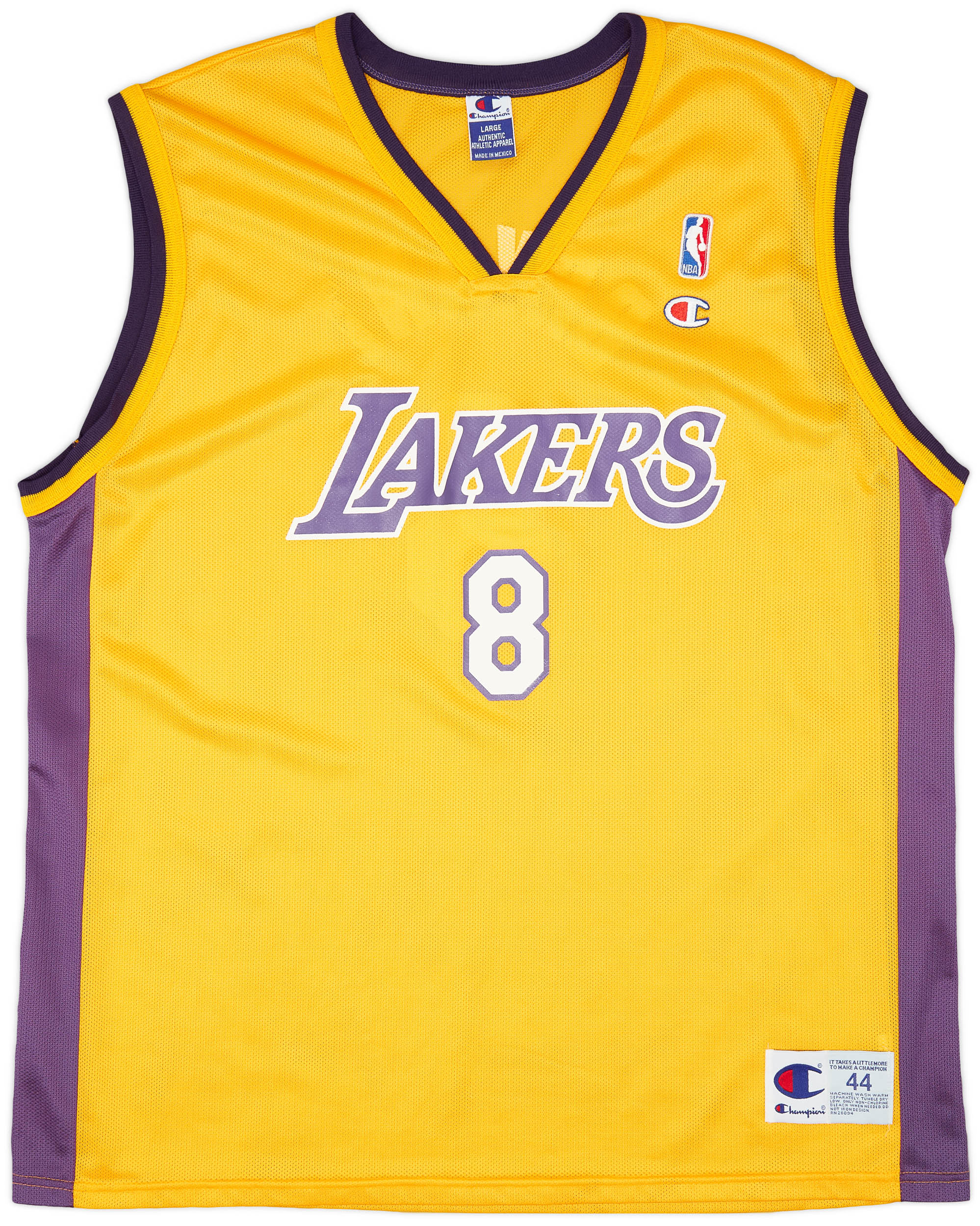 1999-02 LA Lakers Bryant #8 Champion Home Jersey (Excellent) L