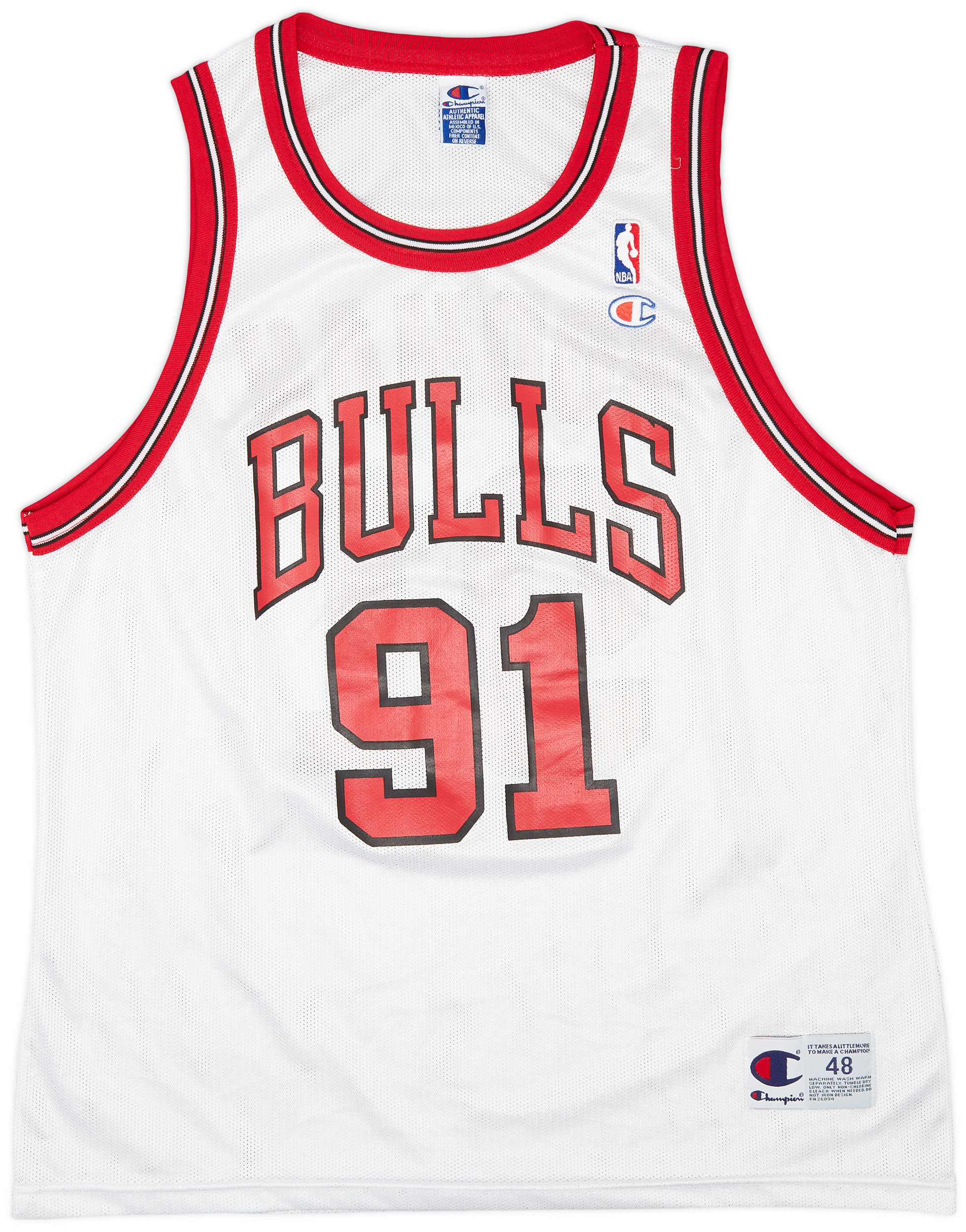 1995-98 Chicago Bulls Rodman #91 Champion Home Jersey (Excellent) XL