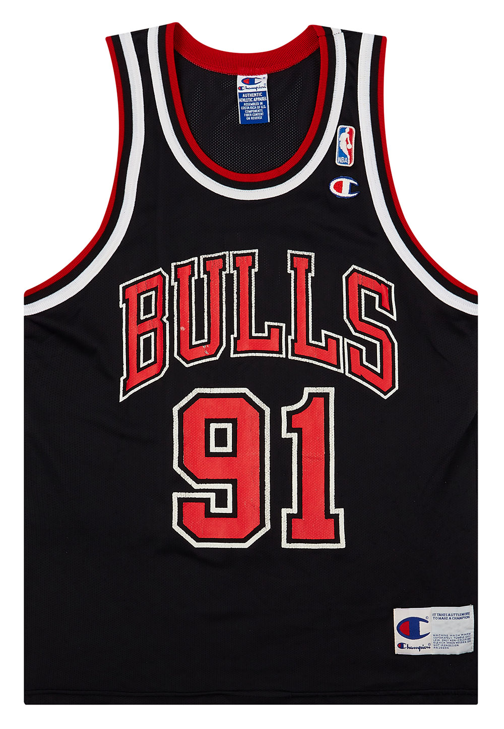 1995-98 Chicago Bulls Rodman #91 Champion Alternate Jersey (Good) M