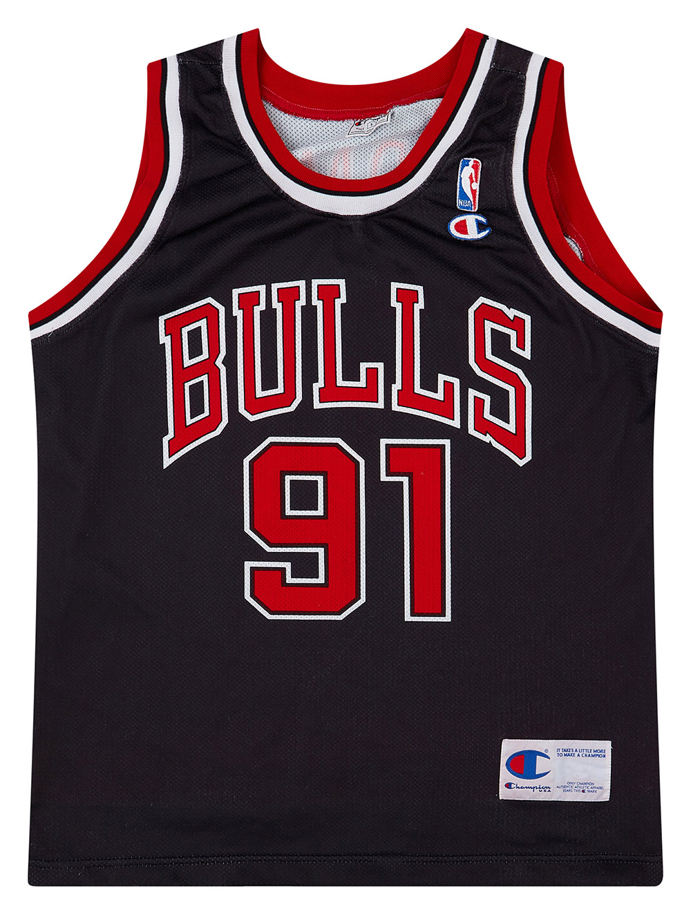 1997-98 Chicago Bulls Rodman #91 Champion Alternate Jersey (Excellent) S