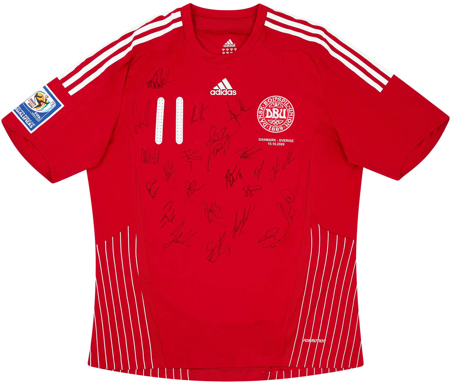 2009 Denmark Match Issue Signed Home Shirt #11 (Bendtner) v Sweden