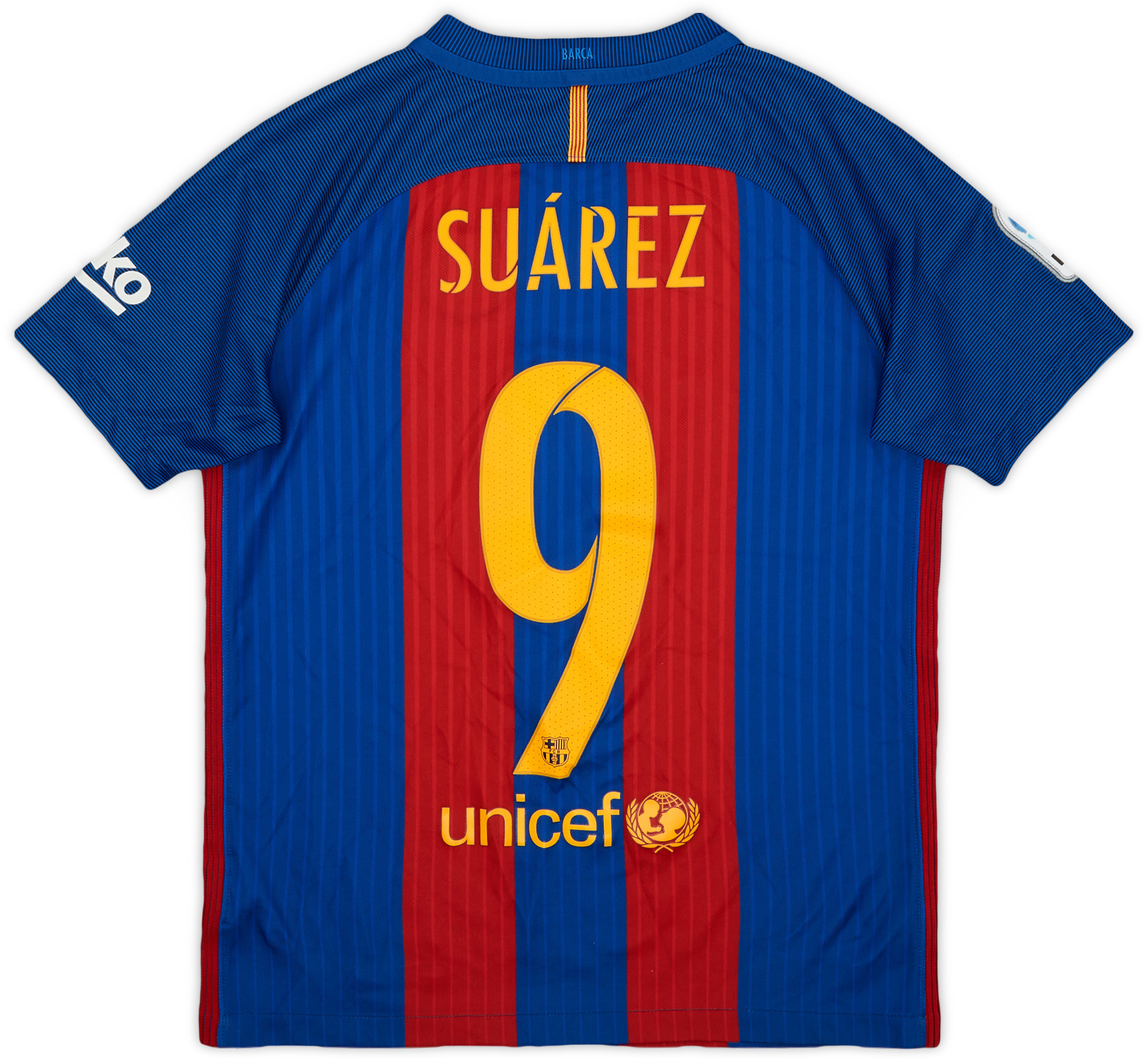 2016-17 Barcelona Home Shirt Suarez #9 - 7/10 - (L.Boys)