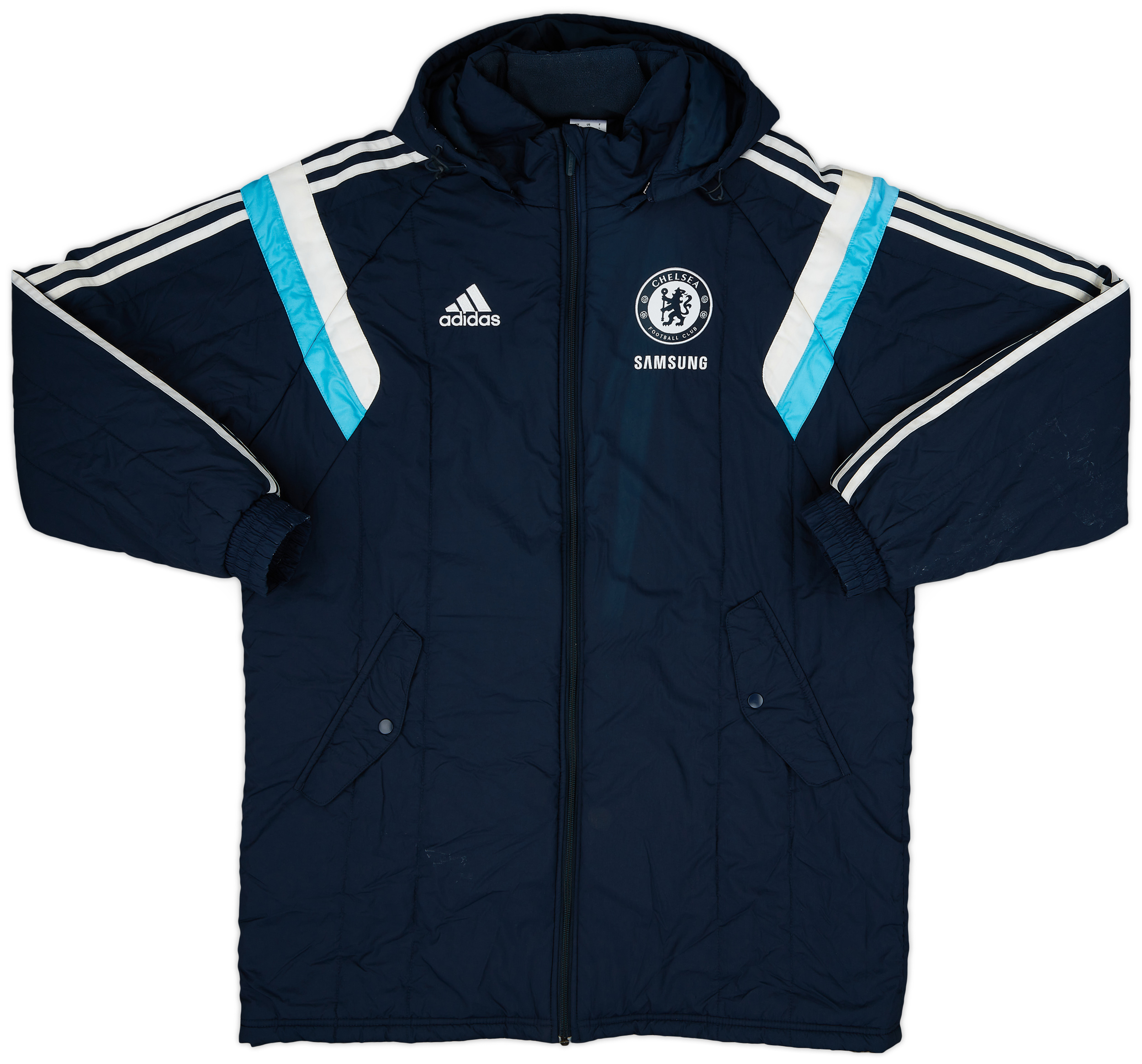 2014-15 Chelsea adidas Hooded Padded Bench Coat - 7/10 - (L)
