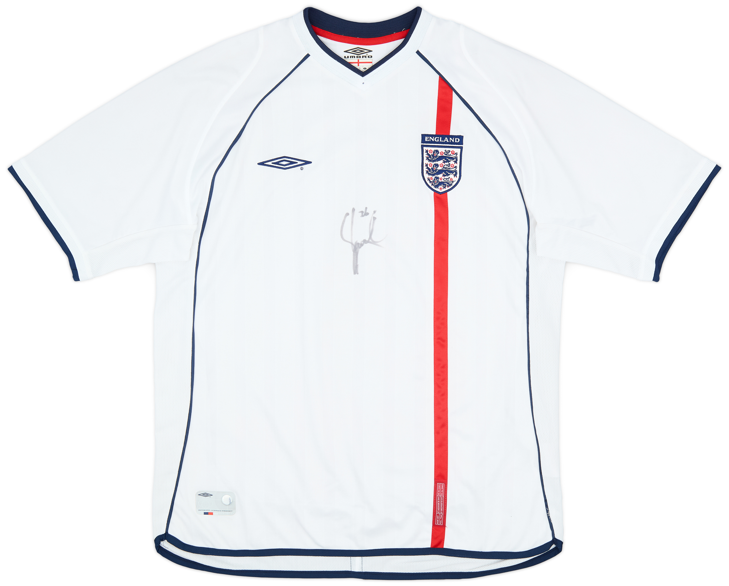 2001-03 England Signed Home Shirt - 8/10 - (XL)