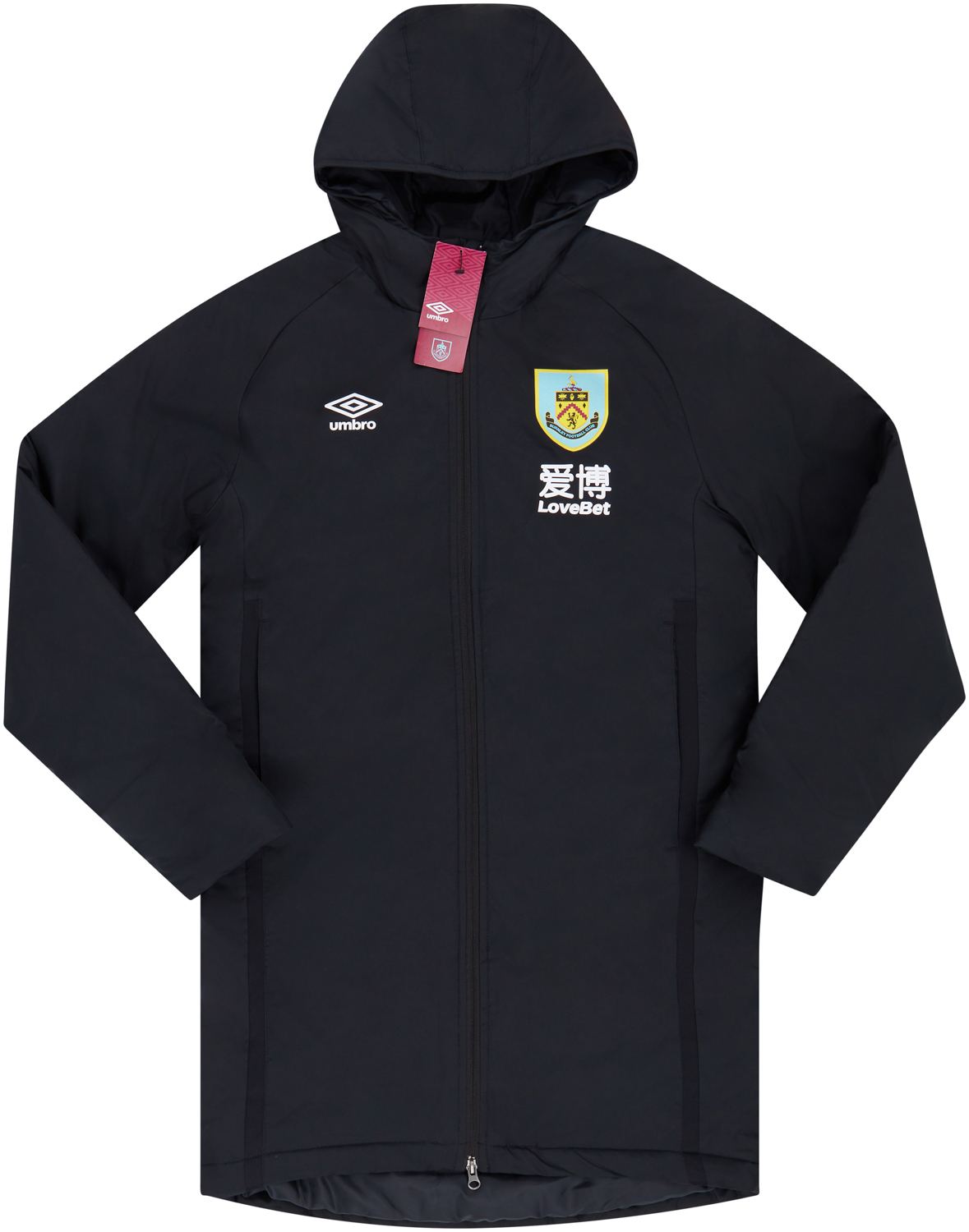 2020-21 Burnley Umbro Long Padded Bench Jacket - NEW