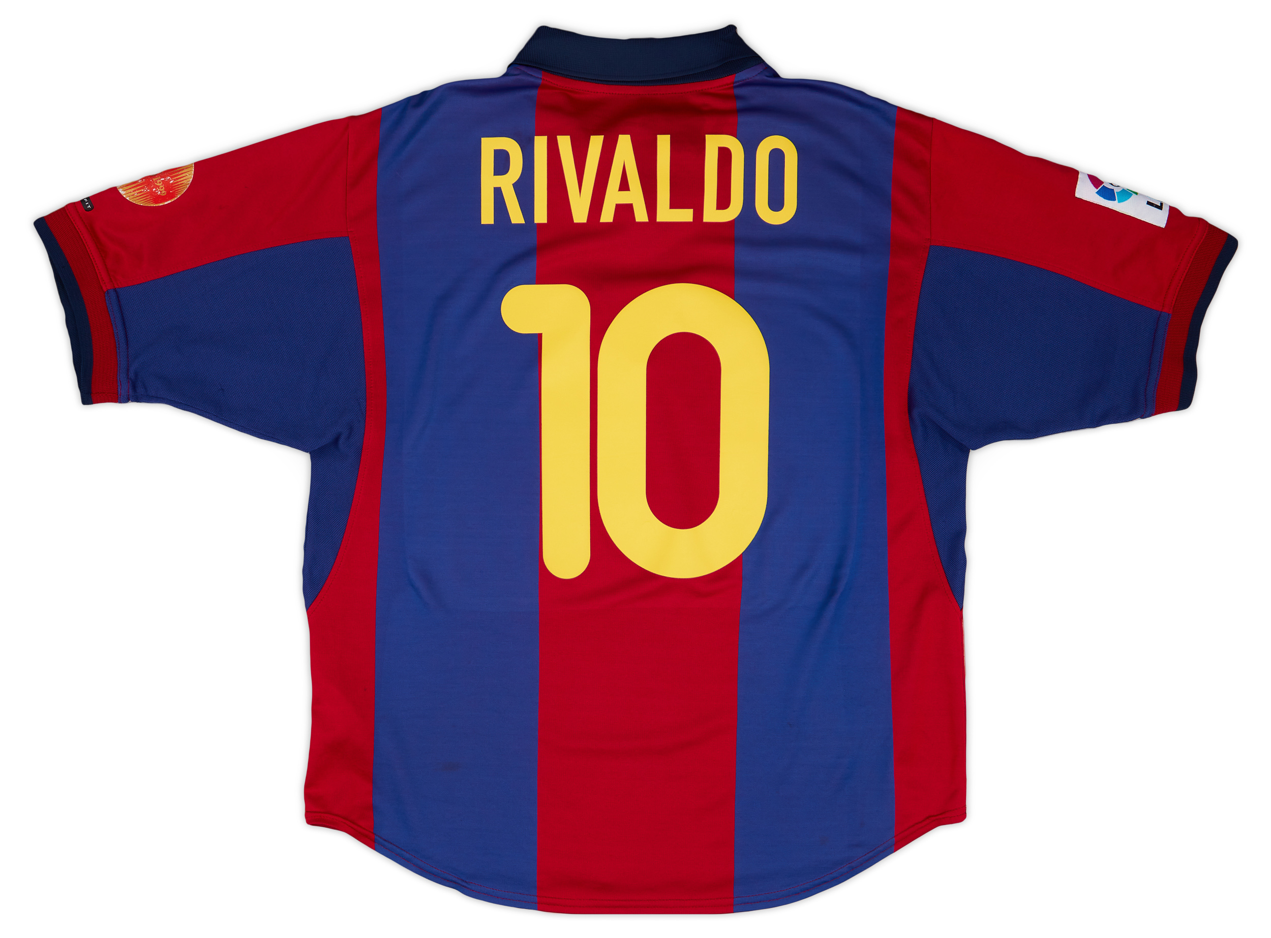 2000-01 Barcelona Home Shirt Rivaldo #10 - Excellent 9/10 - (L)