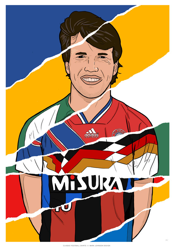 1979-2000 Lothar Matthaus Career In Shirts A3 Print/Poster