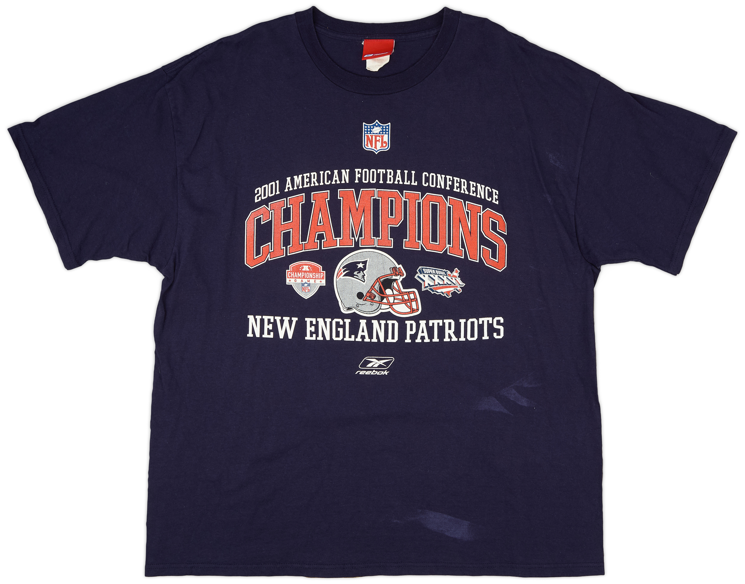 2001 New England Patriots AFC Champions Reebok Tee (Very Good) XL