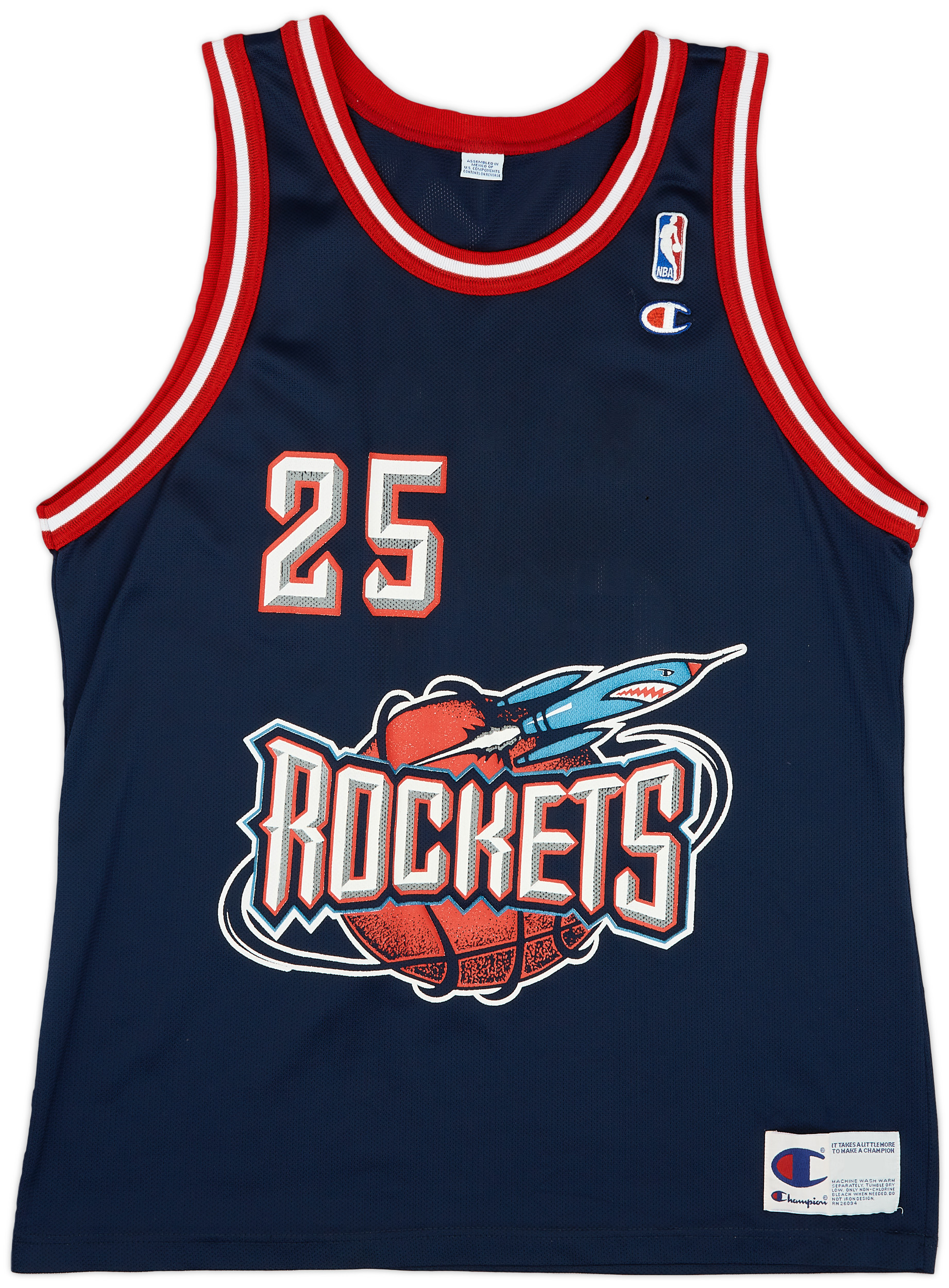 1995-96 Houston Rockets Horry #25 Champion Away Jersey (Very Good) L