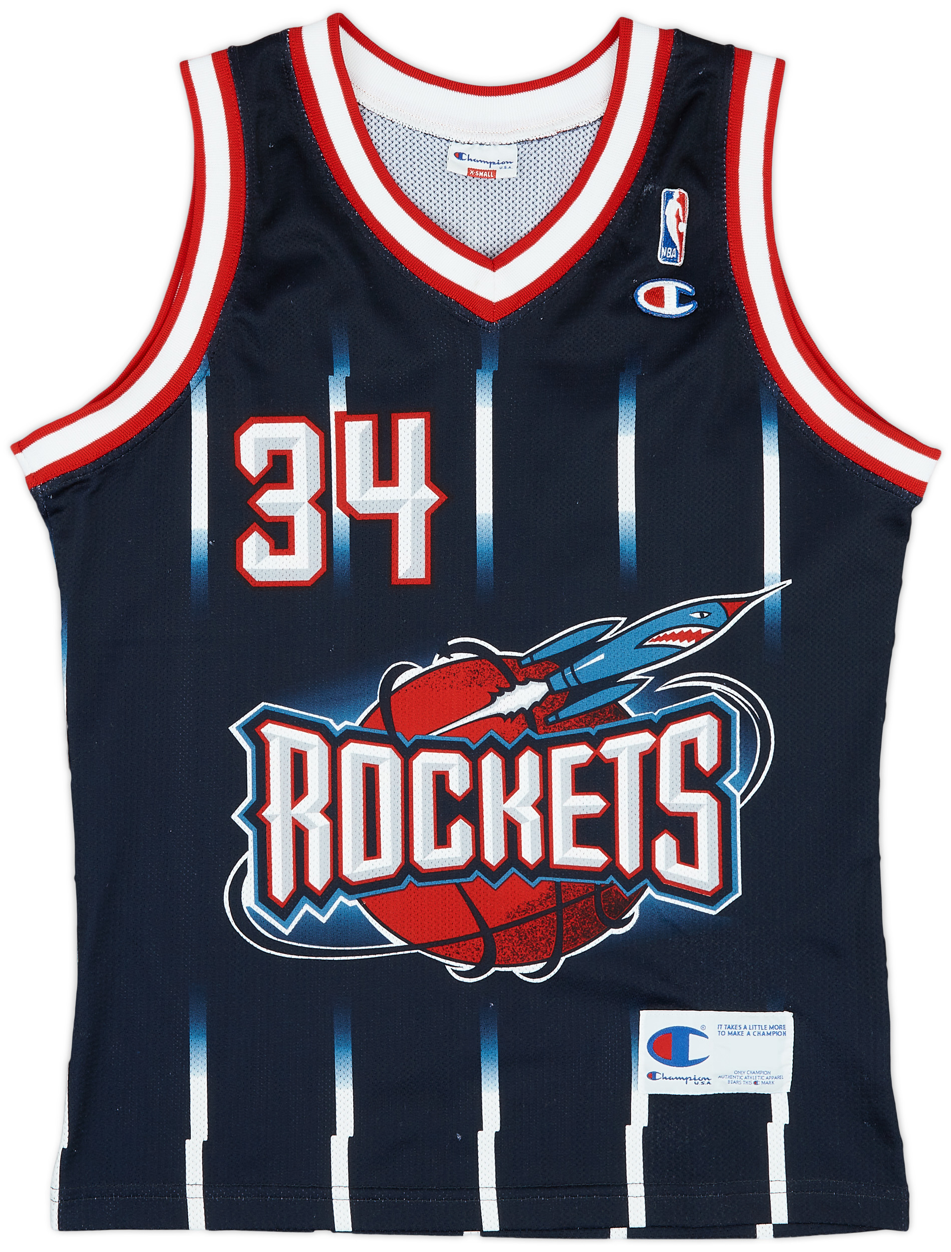 1995-01 Houston Rockets Olajuwon #34 Champion Away Jersey (Very Good) XS