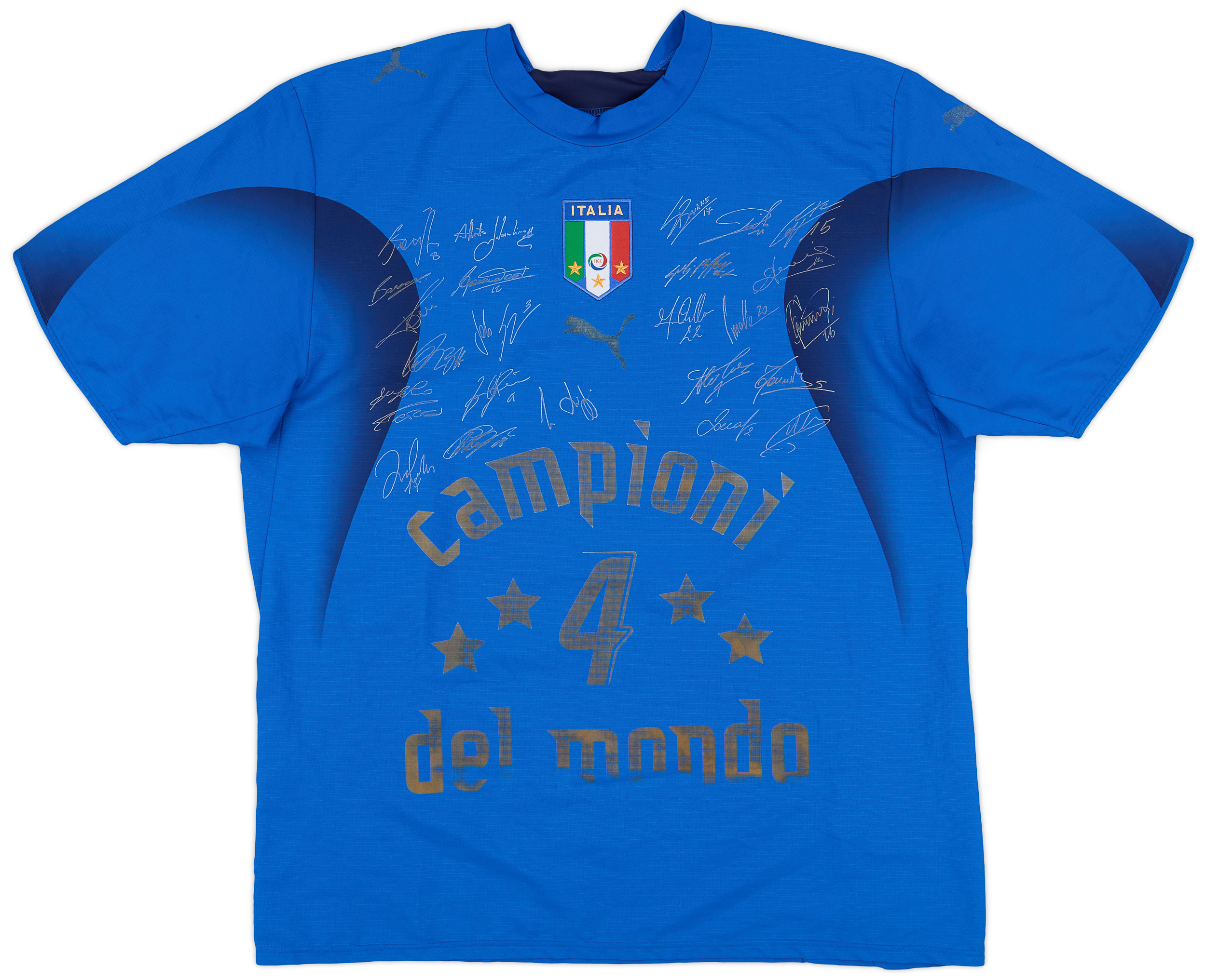 2006 Italy 'Campioni Del Mondo' 'Signed' Home Shirt - 5/10 - (L)
