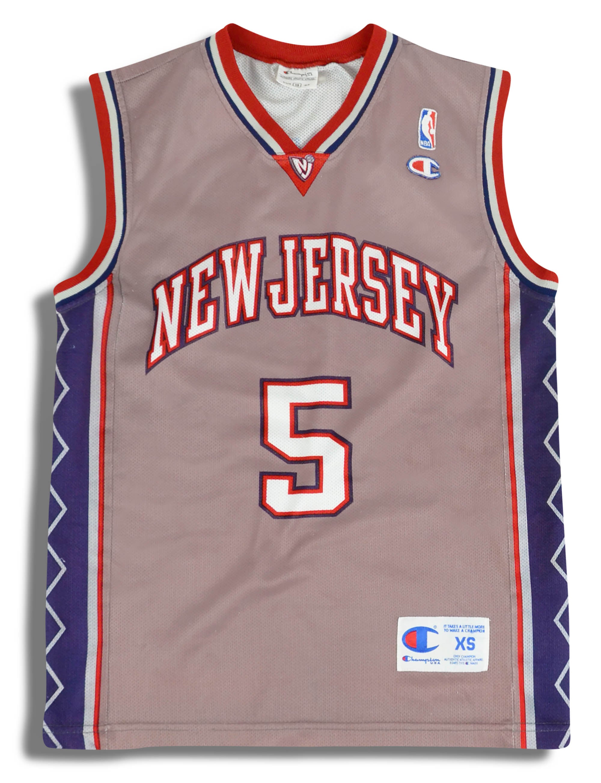 2001-05 New Jersey Nets Kidd #5 Champion Jersey (Alternate) XS