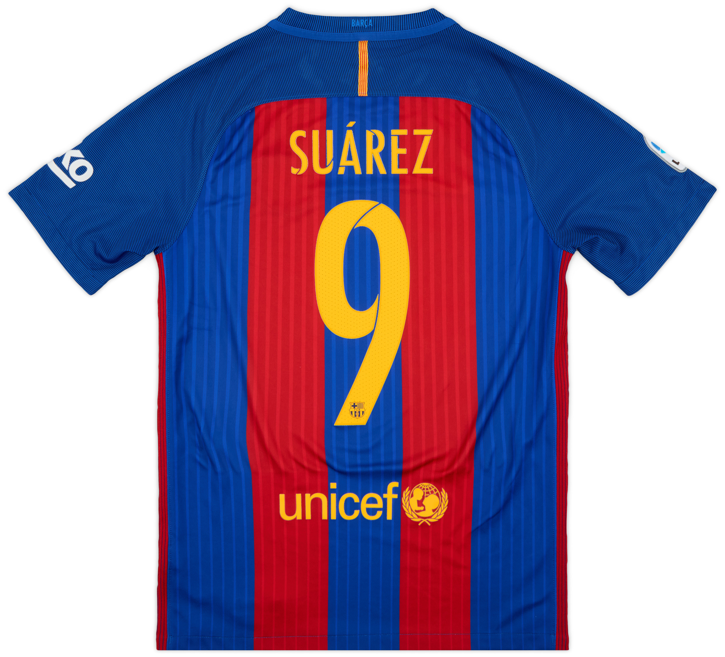 2016-17 Barcelona Home Shirt Suárez #9 - 9/10 - (S)