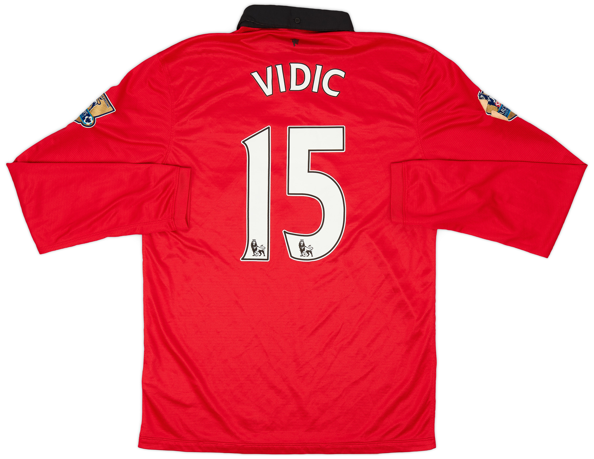 2013-14 Manchester United Home L/S Shirt Vidic #15 - 6/10 - (M)