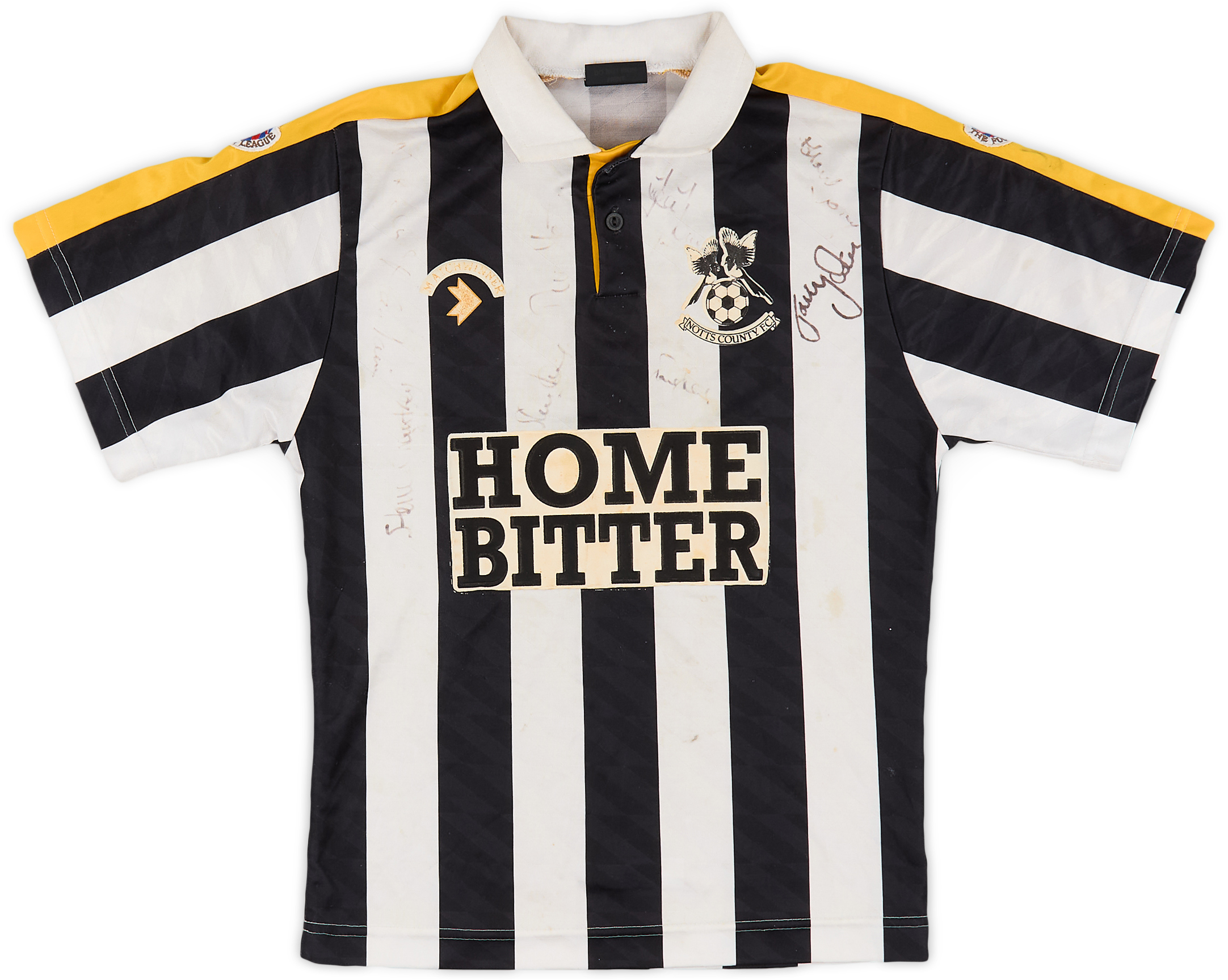 1989-91 Notts County Signed Home Shirt - 7/10 - (L.Boys)