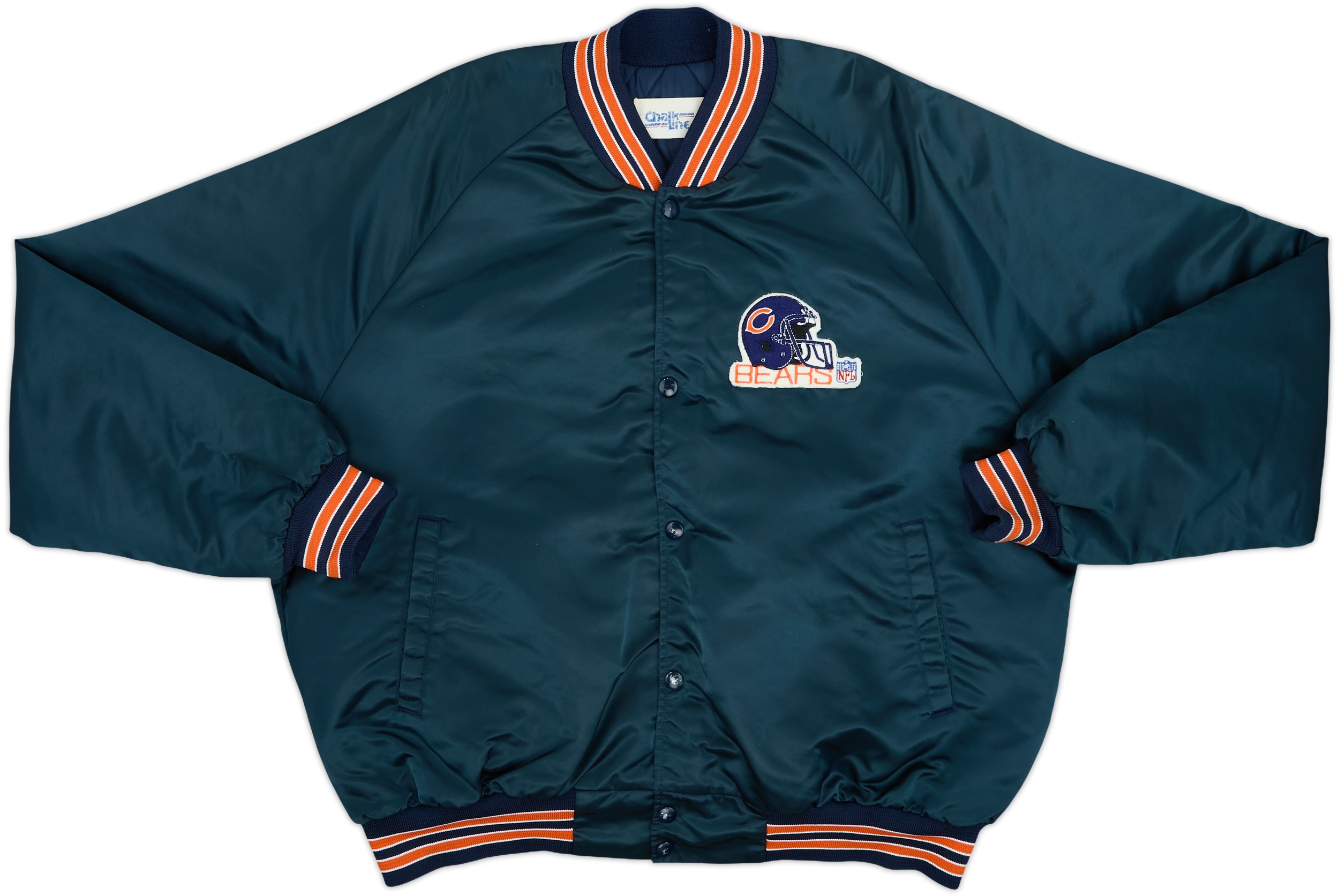 1990s Chicago Bears Chalk Line Satin Varsity Jacket - 8/10 - (XL)