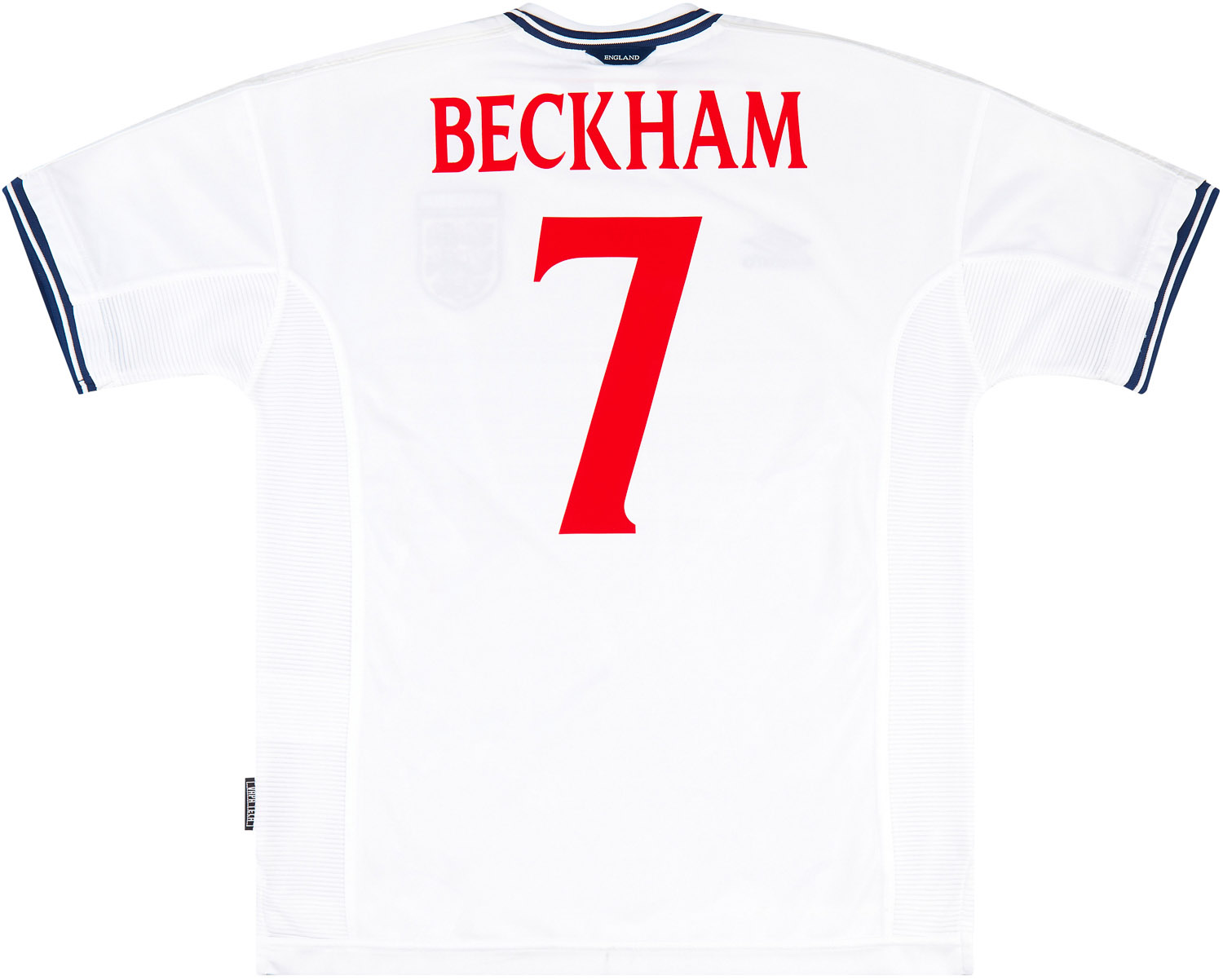 1999-01 England Home Shirt Beckham #7 (Excellent - 9/10)