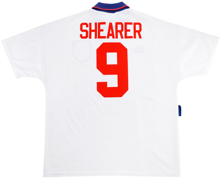 1993-95 England Home Shirt Shearer #9 (Very Good) M