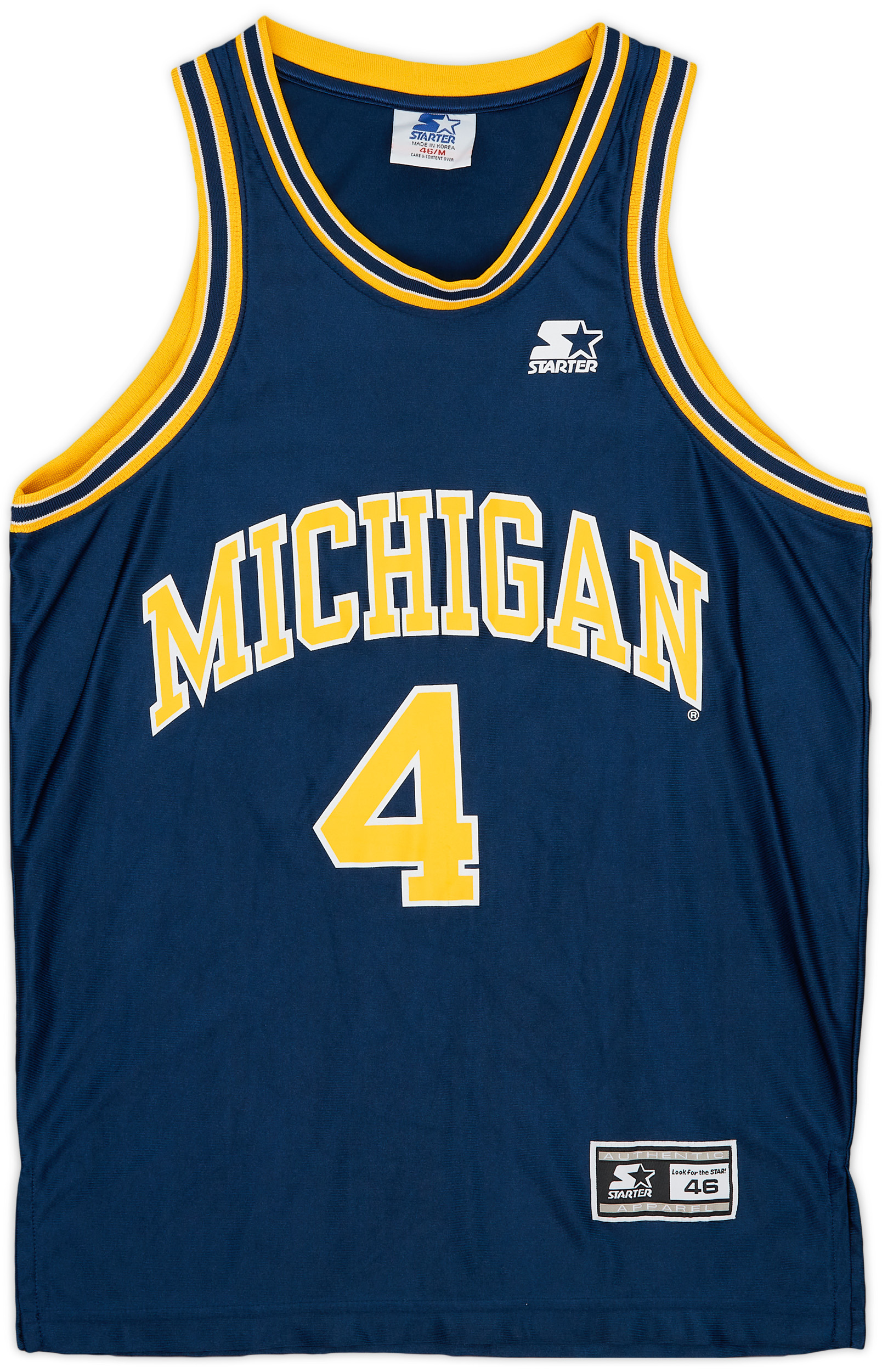 1991-93 Michigan Wolverines Webber #4 Starter Away Jersey - 9/10 - (M)