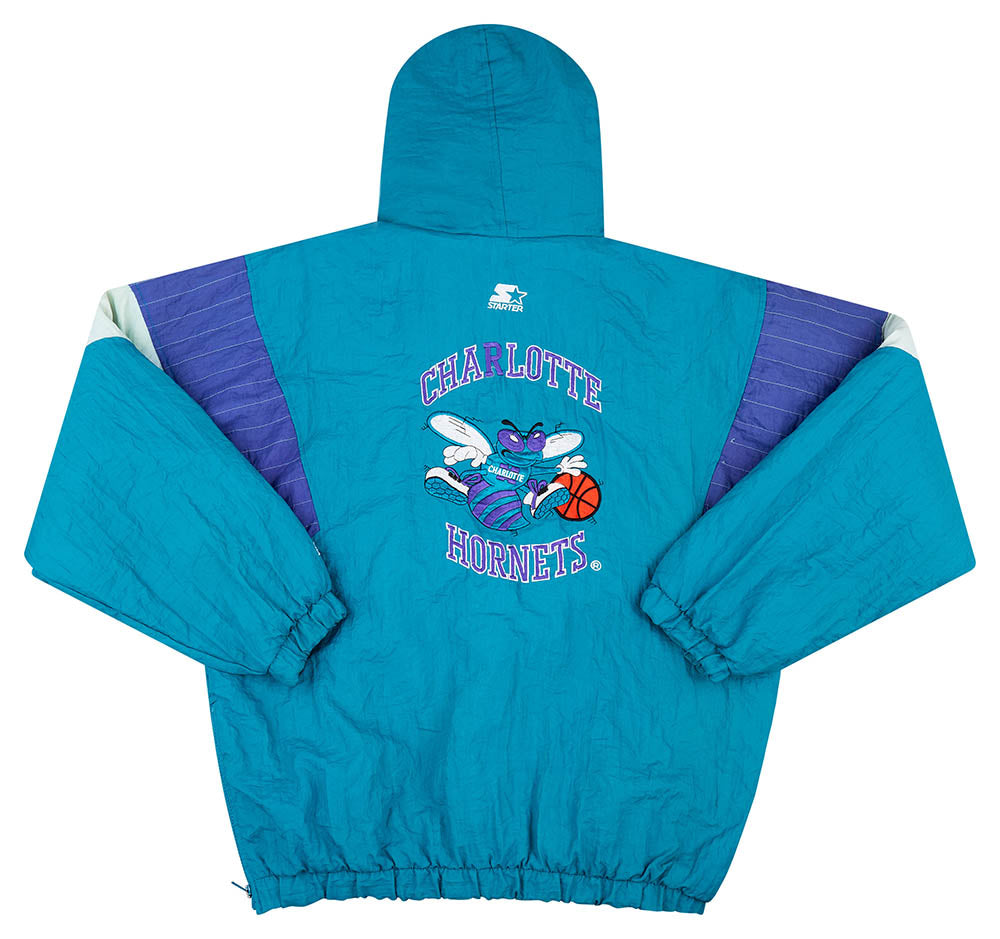 1990s Charlotte Hornets Starter Hooded Rain Coat L 1990s Charlotte Hornets Starter Hooded Rain Coat L