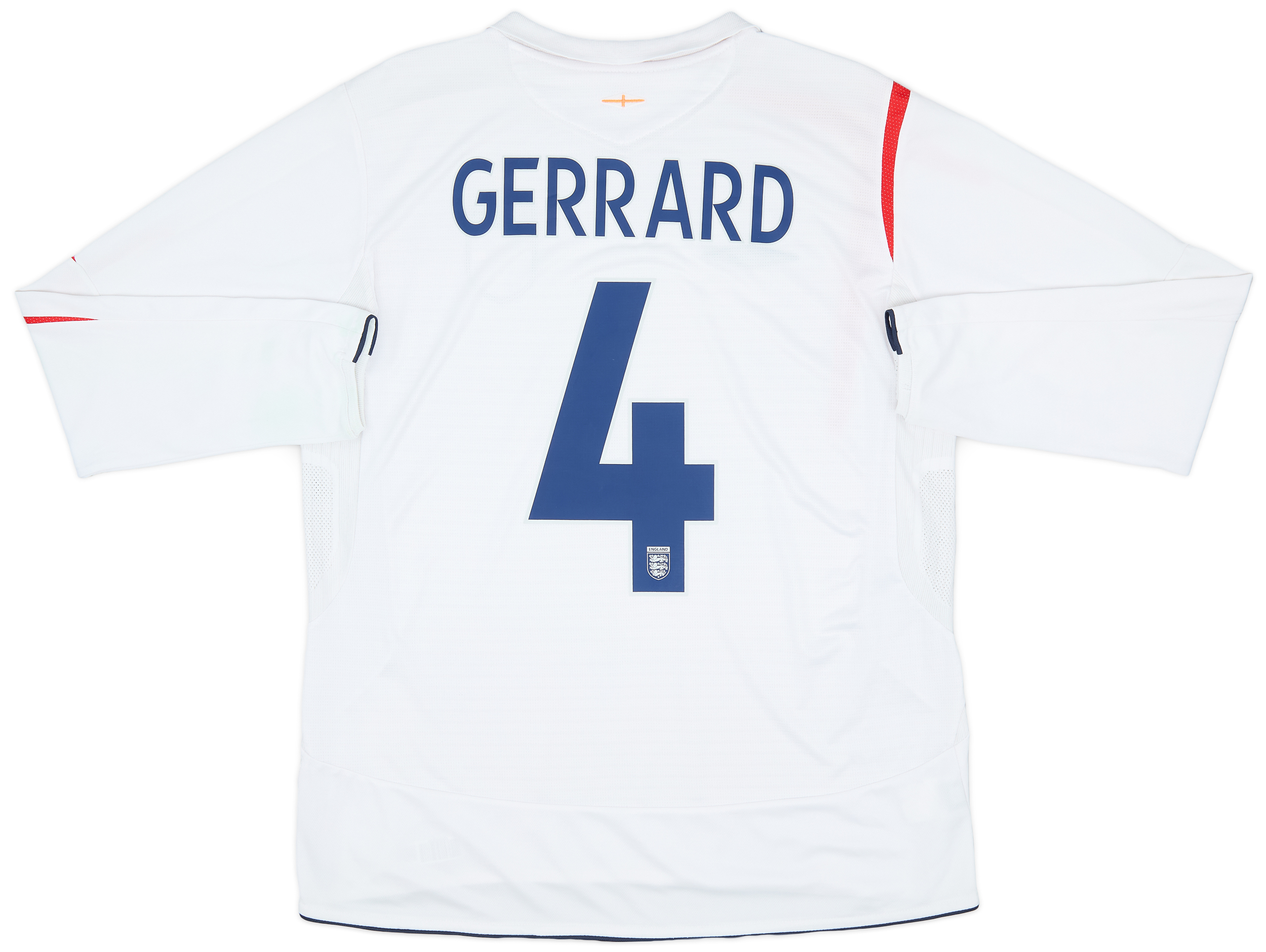 2005-07 England Home L/S Shirt Gerrard #4 - 5/10 - (XL)