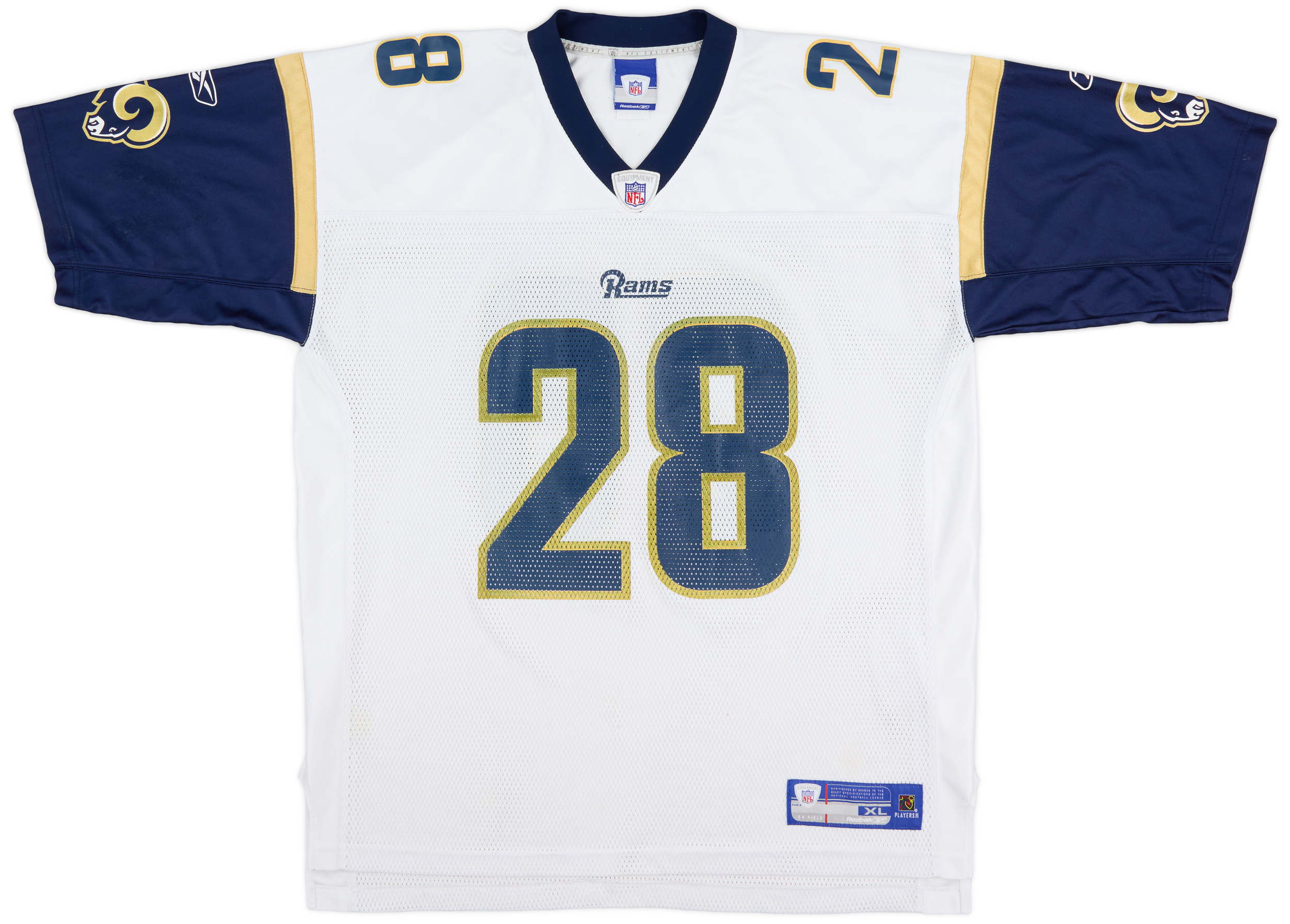 2005-06 St. Louis Rams Faulk #28 Reebok On Field Away Jersey (Very Good) XL
