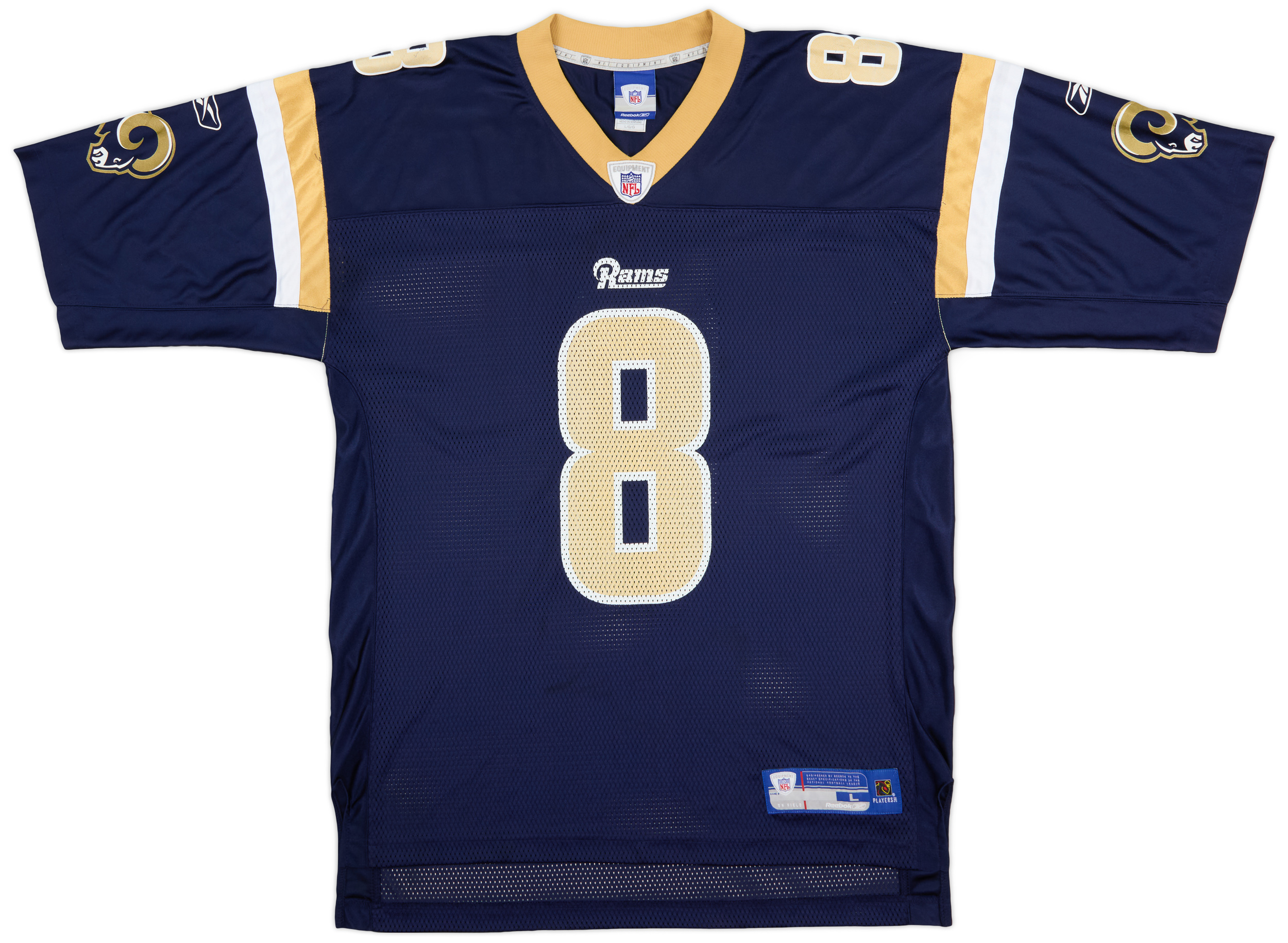 2010 St. Louis Rams Bradford #8 Reebok On Field Home Jersey (Very Good) L