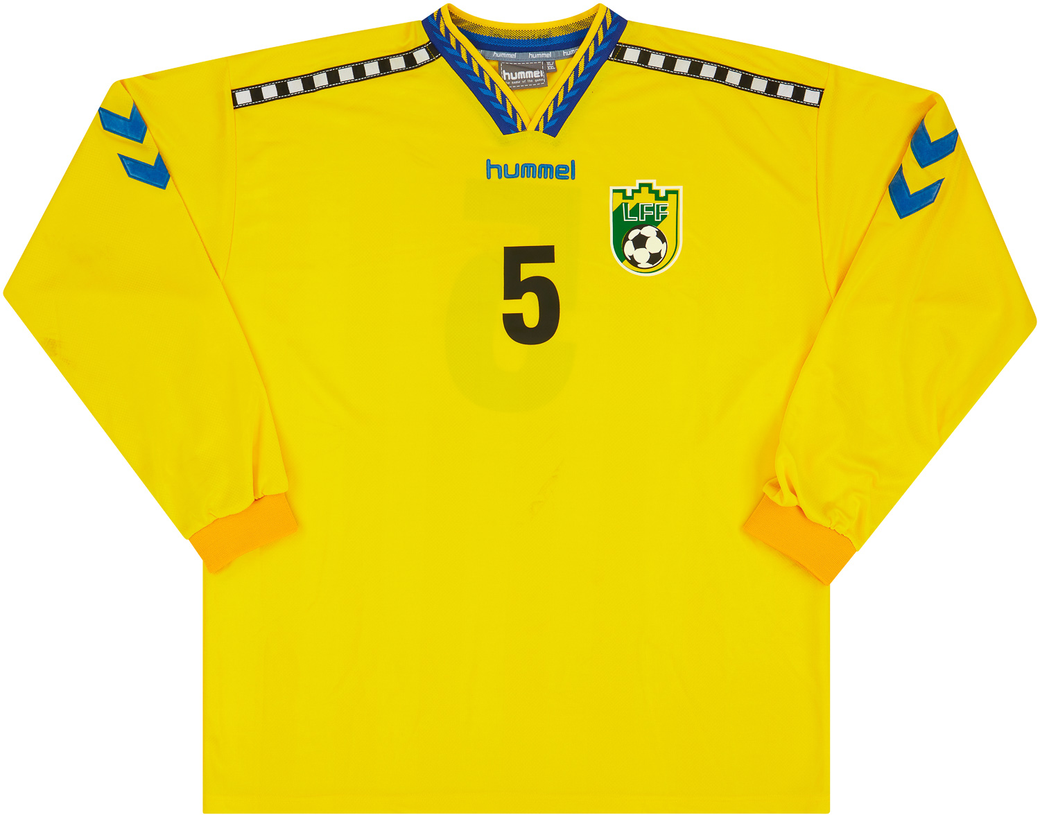 1999 Lithuania Match Worn Home L/S Shirt #5 (Žutautas) v Scotland