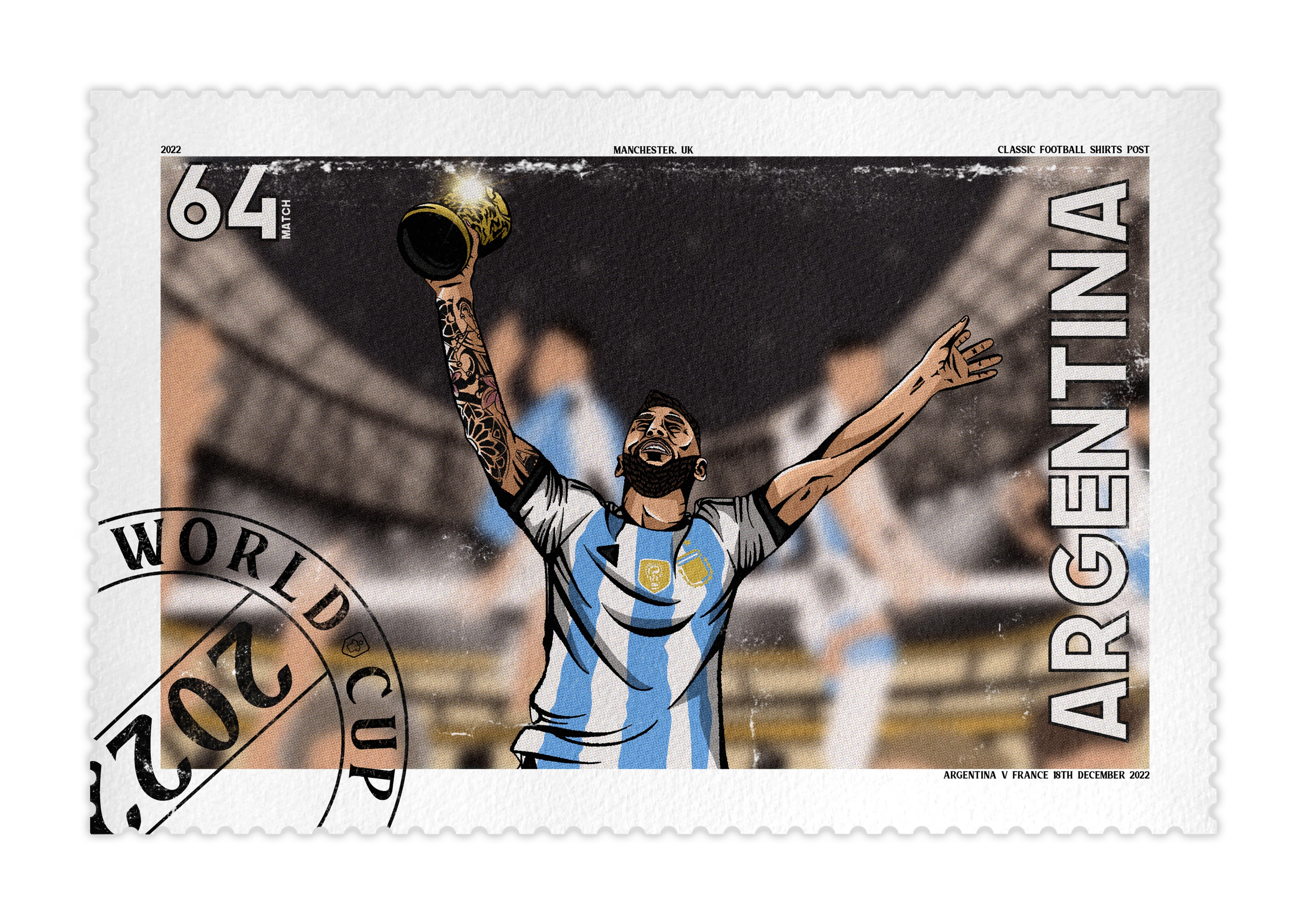 Lionel Messi 2022 World Cup Stamp A3 Print/Poster