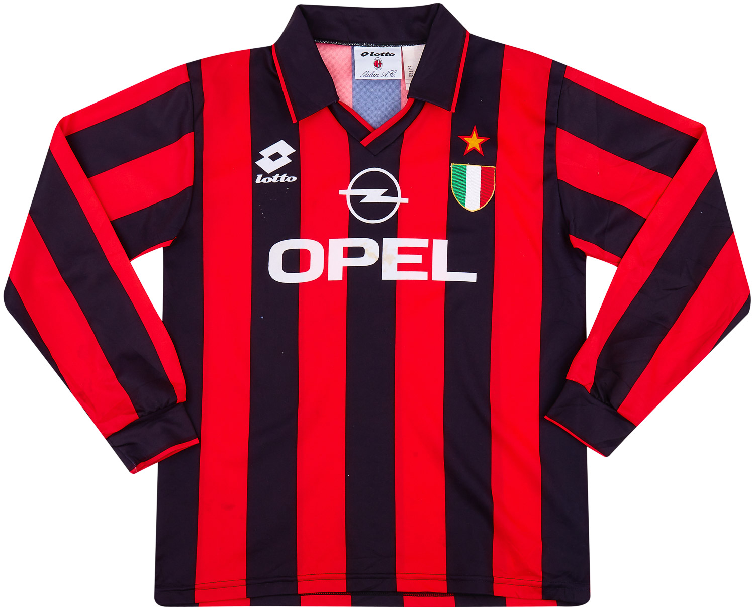 1994-95 AC Milan Basic Home L/S Shirt - Good 5/10 - (XL.Boys)