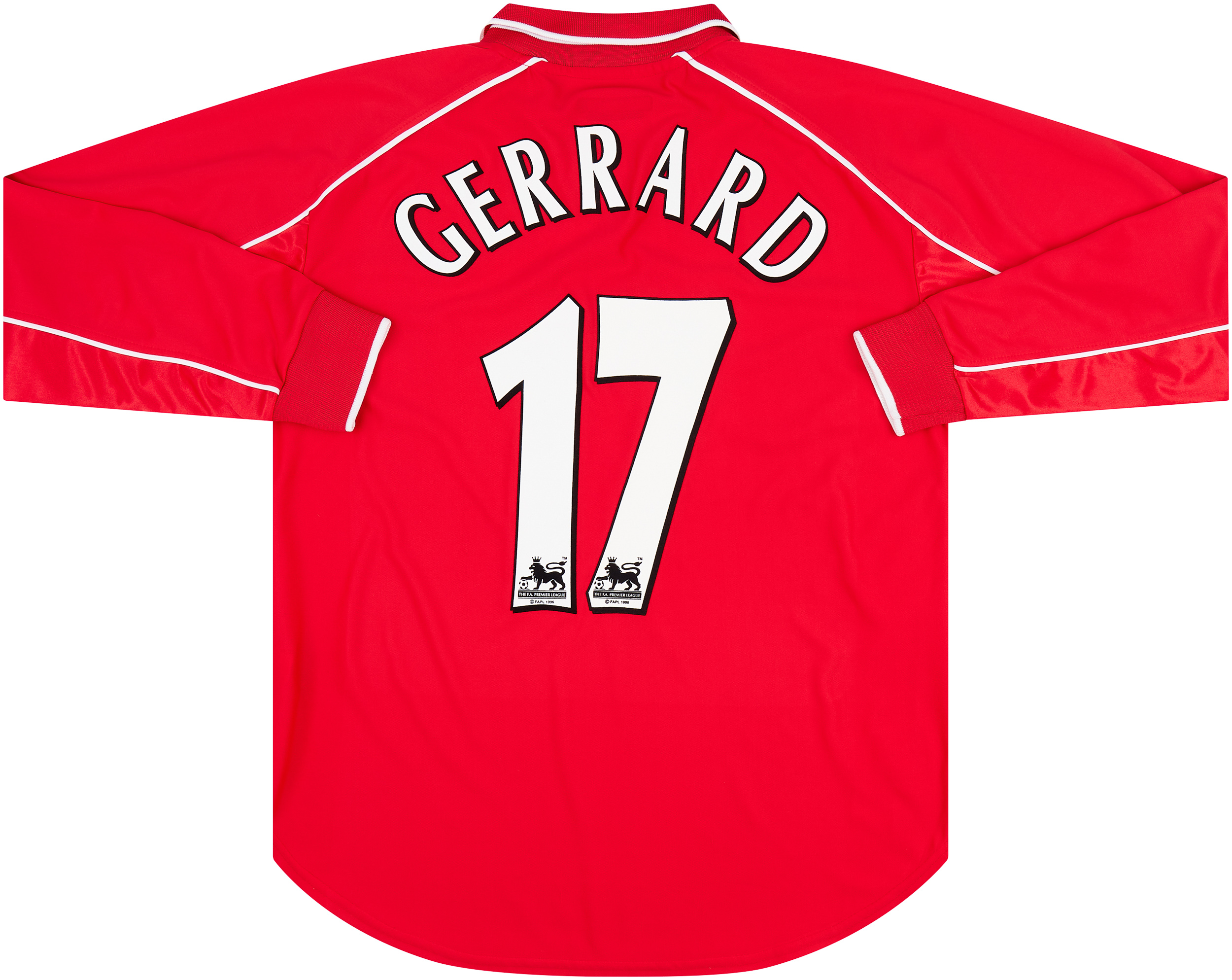 2000-02 Liverpool Home L/S Shirt Gerrard #17 - Excellent 8/10 - (L)