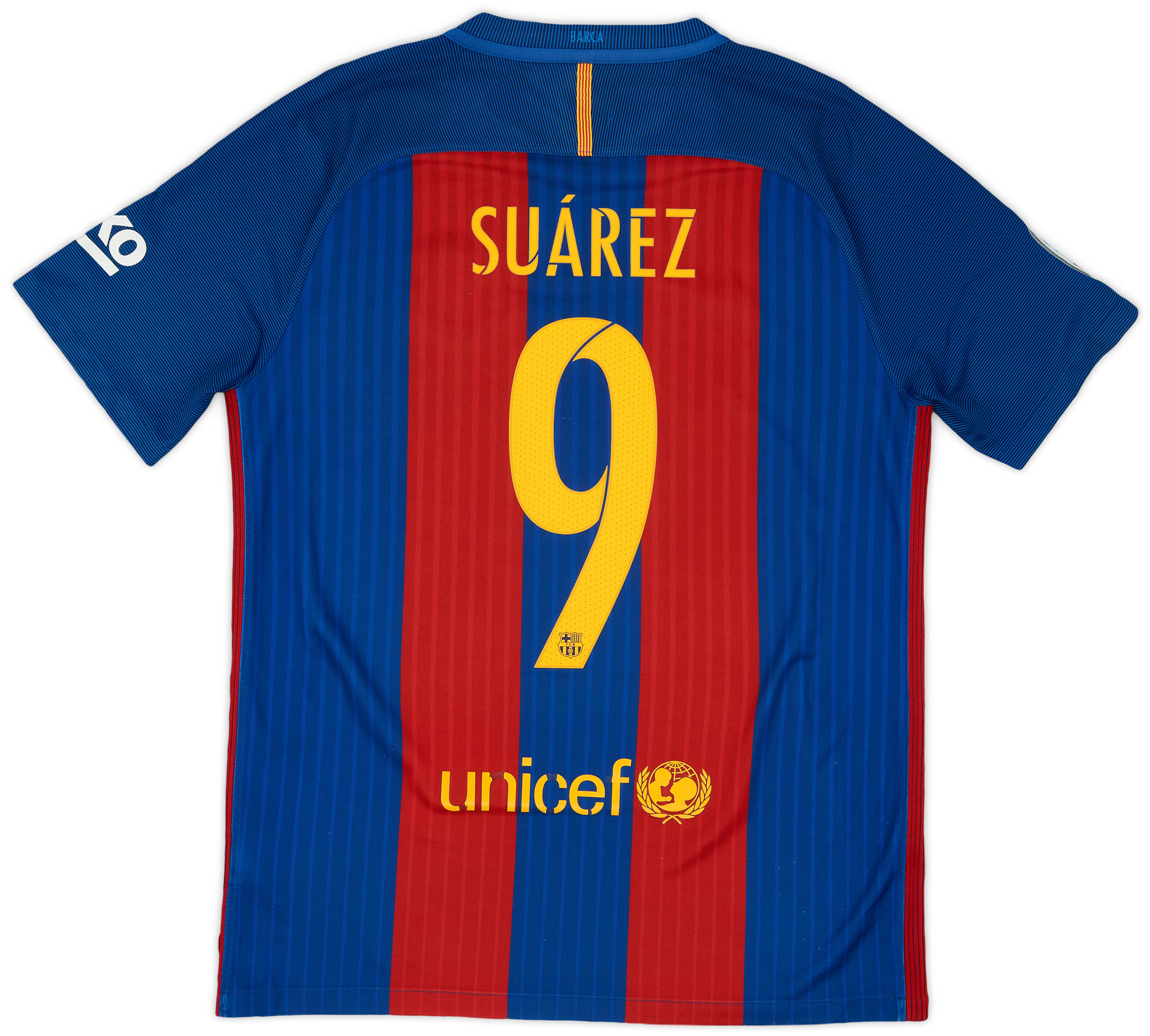 2016-17 Barcelona Home Shirt Suarez #9 - 7/10 - (M)